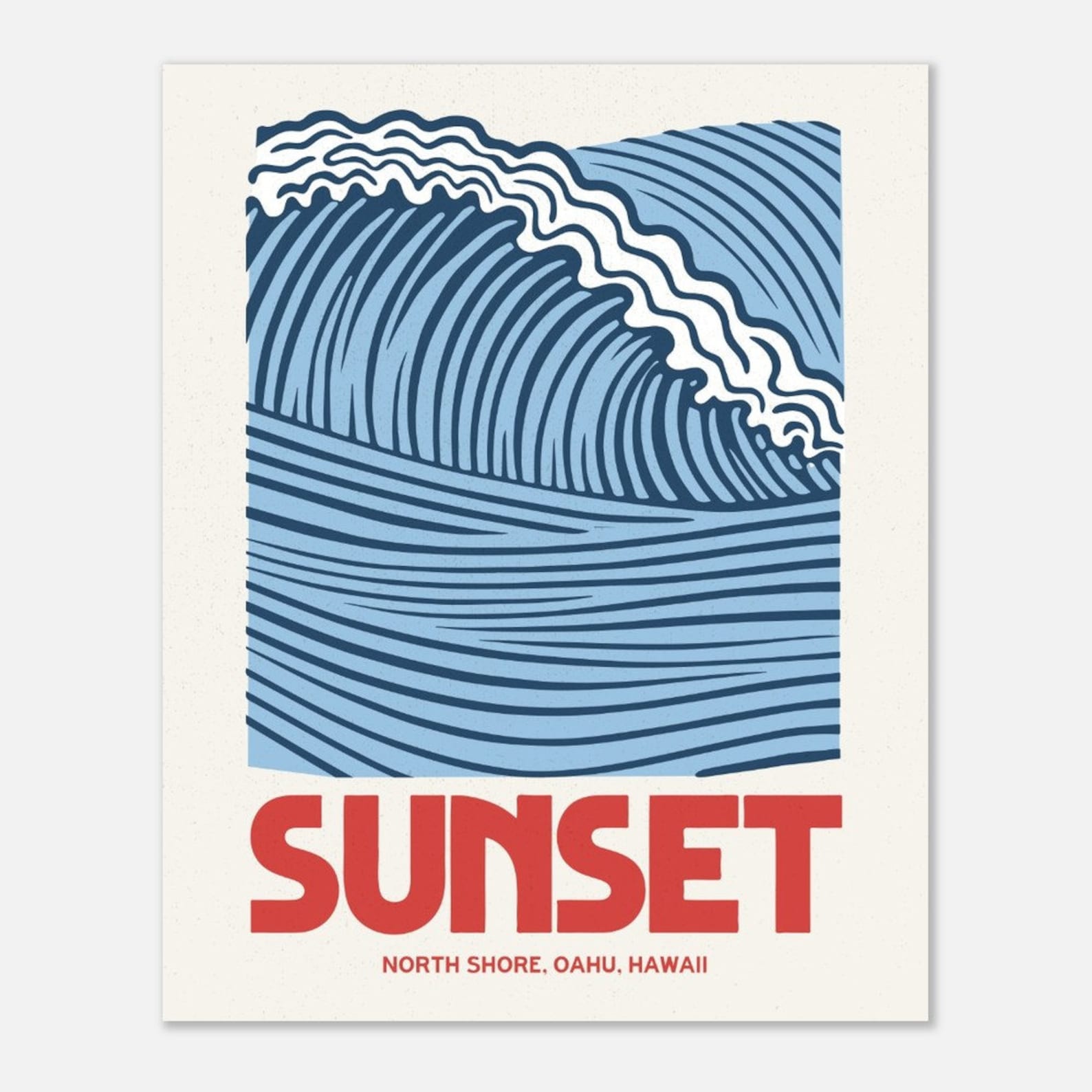 Surf Poster, Sunset Beach Hawaii, Surf Art, Wall Art, Surfing Print ...