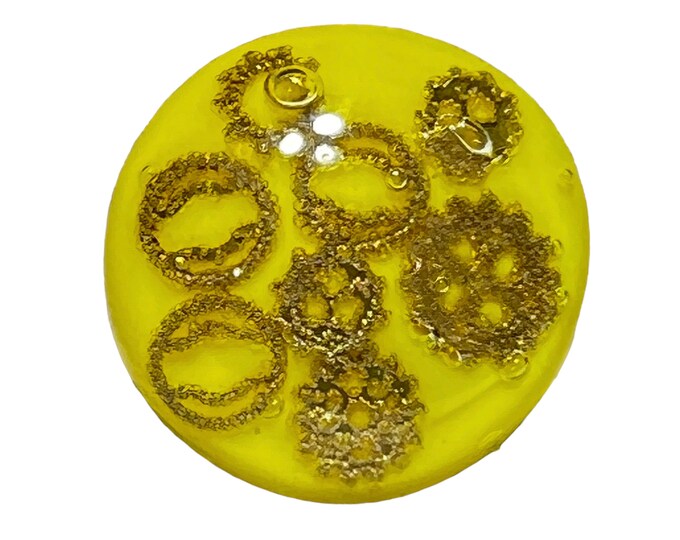 Button ~ Star, Encased Metal, Yellow Base, Glass Ball, Lampworked ...
