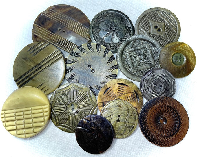 Antique Buttons - 14 Celluloid Buttons - Etsy