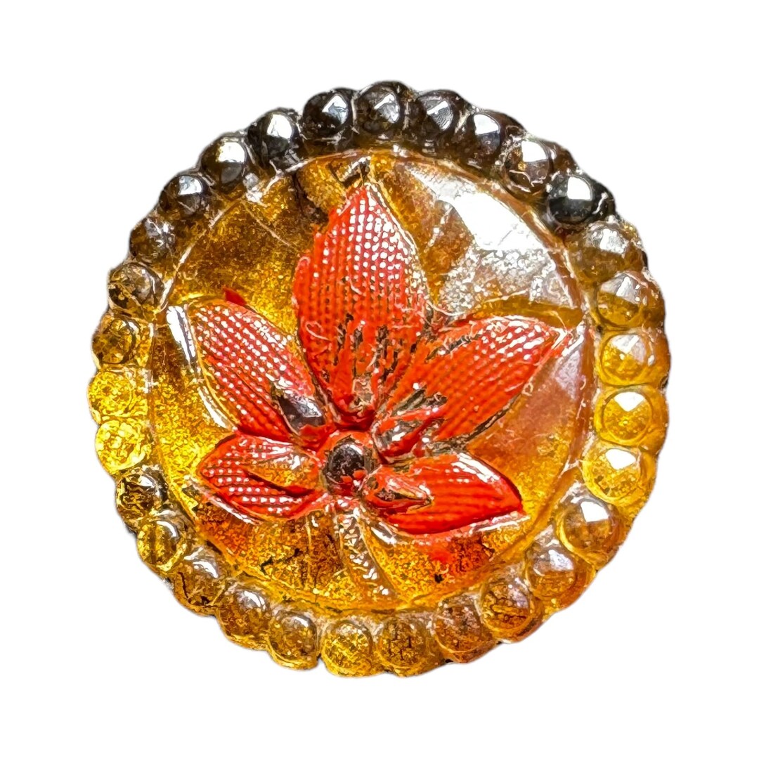 Button Antique Leaf, Pictorial, Lacy Glass, Re-painted Back Small - Etsy Button Antique Leaf, Pictorial, Lacy Glass, Re-painted Back Small - Etsy
