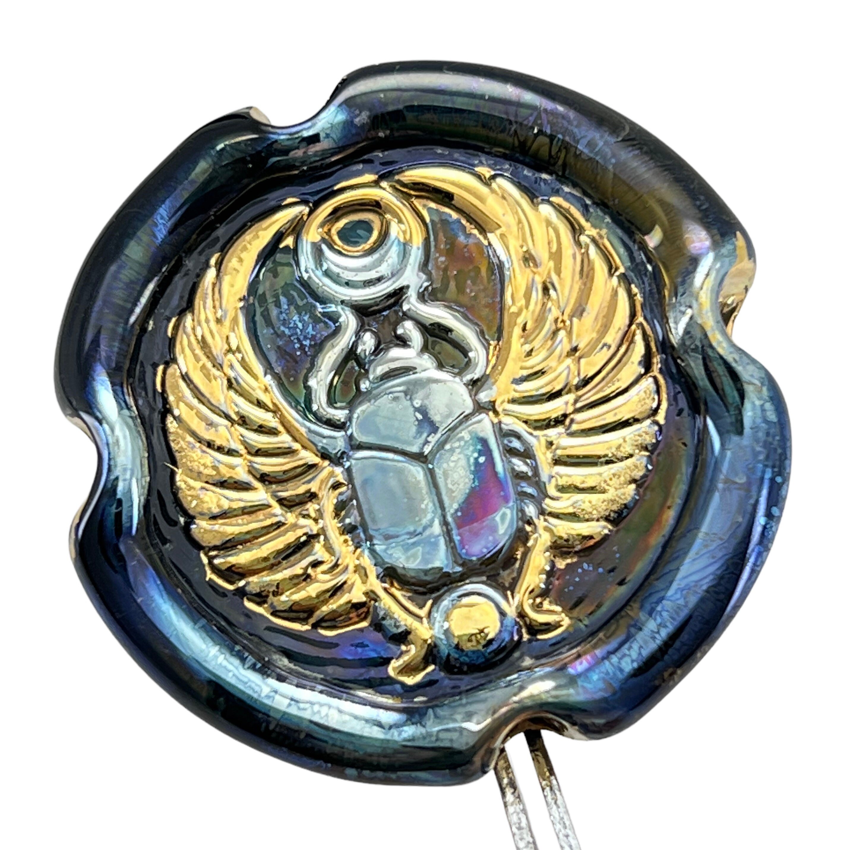 Button Phoenix Bird, Glass, bimini Like, Hand-painted, Real 10K Gold ...