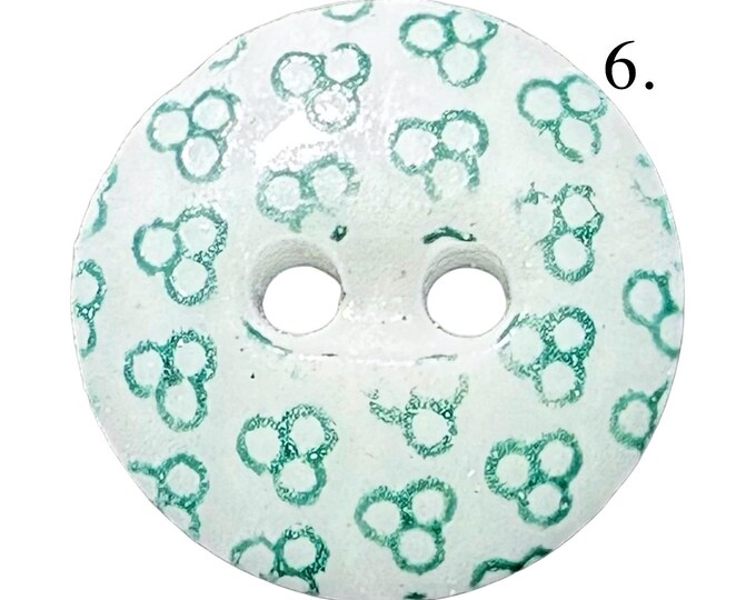 Button Antique - China Calico, White Body With Green Transfer - Small ...