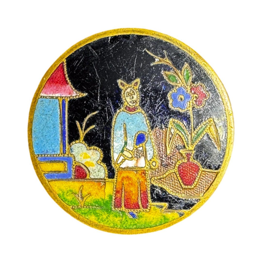 Button Antique - Unusual, Bunny Costume, Holding a Tennis Racket ...