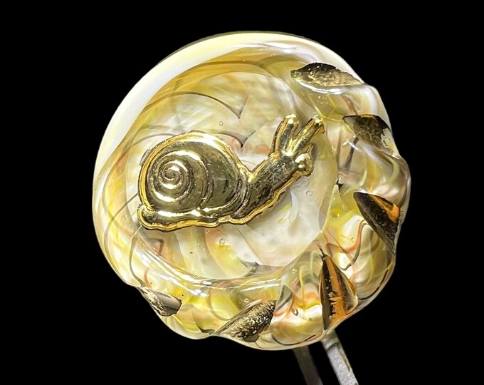 Button ~ Snail, "bimini Like" Overlay Cream Base, Hand-painted, Real ...