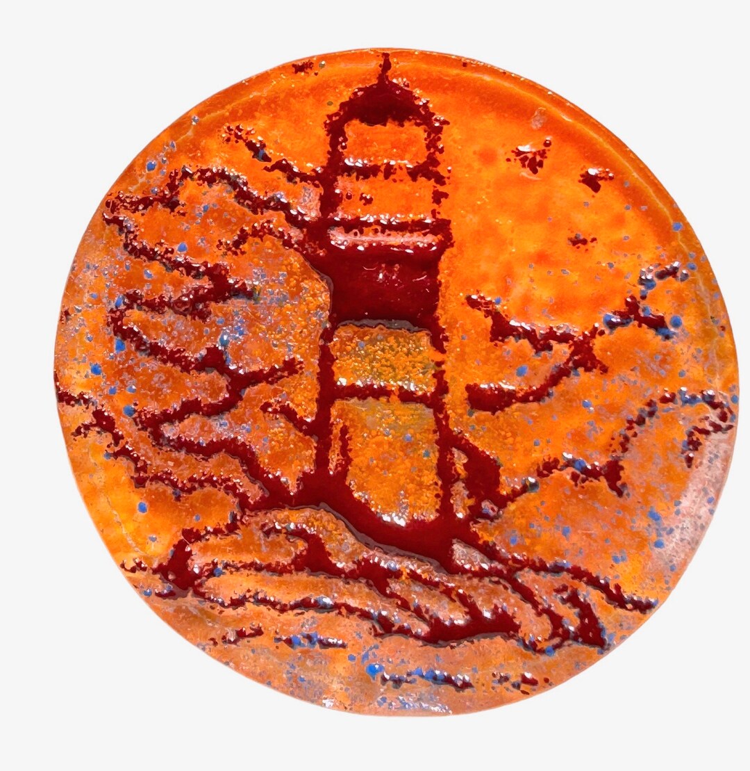 Studio Button ~ Lighthouse, Pictorial, Enameled, Laminated 2-piece ...