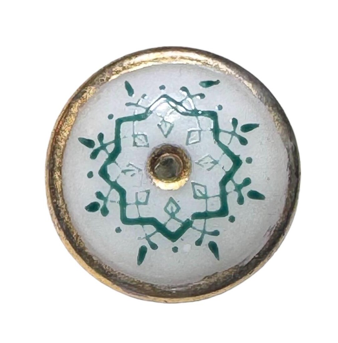 Button Antique - Whistle, Medallion Lacy Center, China, White Body With ...