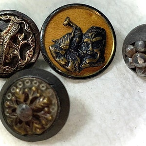 Antique Buttons 4 Wooden or Wood Back Buttons - Etsy