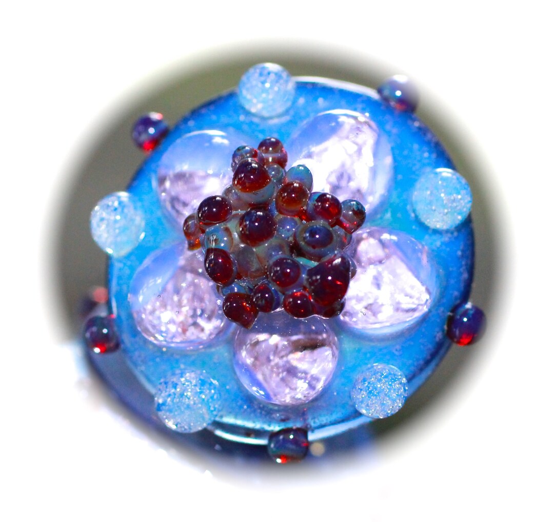 Opalescent Blue Lampwork Glass Button, Collectible Studio Button - Etsy