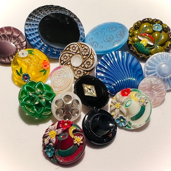 Antique Glass Buttons - Etsy