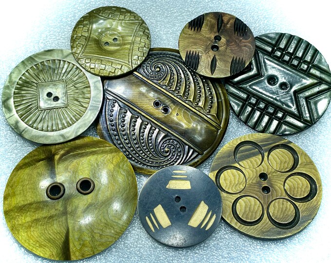 Antique Buttons - 7 Celluloid Wafer Buttons, Great for Sewing Projects ...