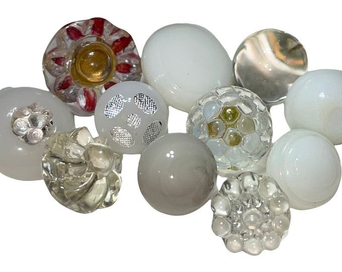 Antique Buttons - 11 Clear or White Opaque Swirlback Buttons - Etsy