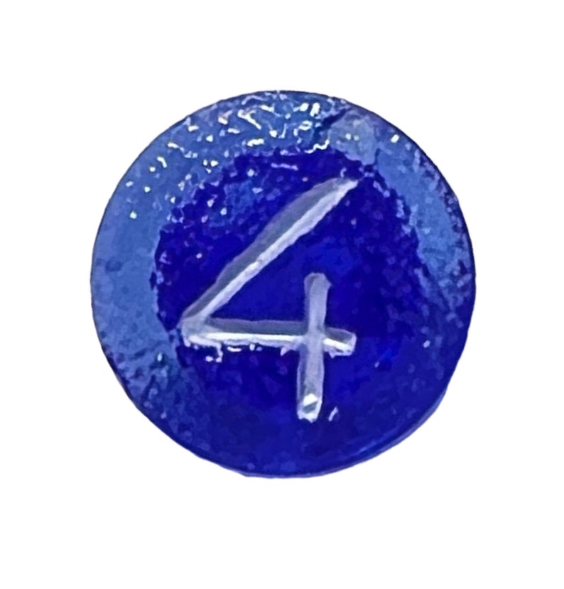 Button Number 4 Transparent Blue Glass Diminutive - Etsy