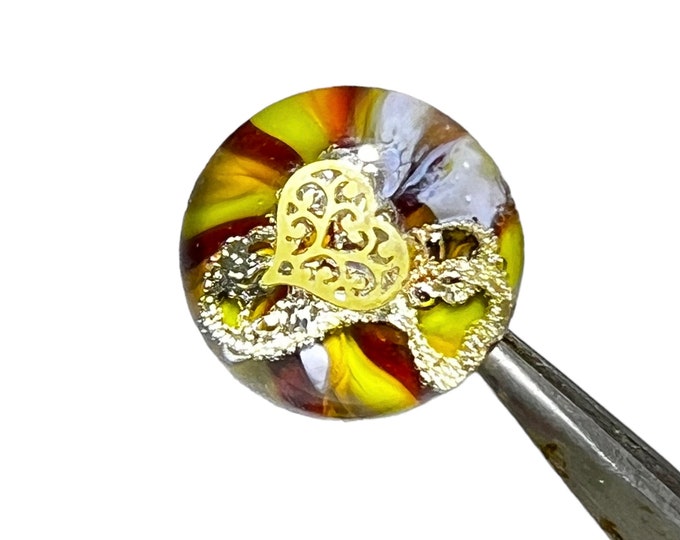 Button ~ Hearts, Impressed Metal & Encased Metal, Intermixed ...