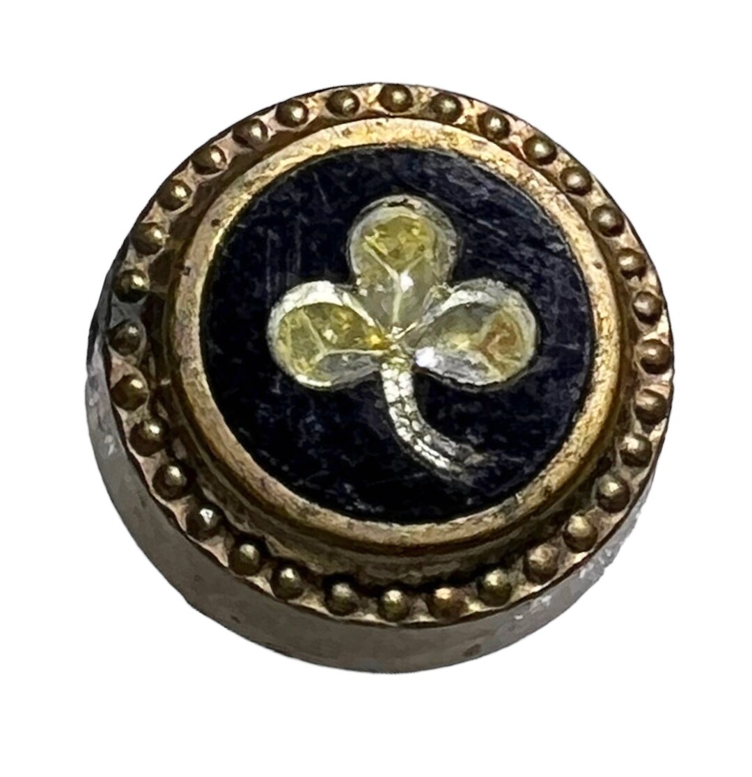 Button Antique - Clover Precision Inlay, Metal Pictorial - Small - Etsy