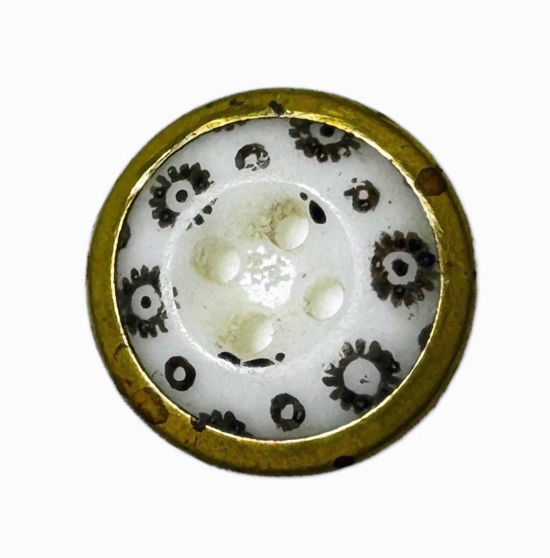 Button Antique China Calico 16., Metal Rimmed Small - Etsy