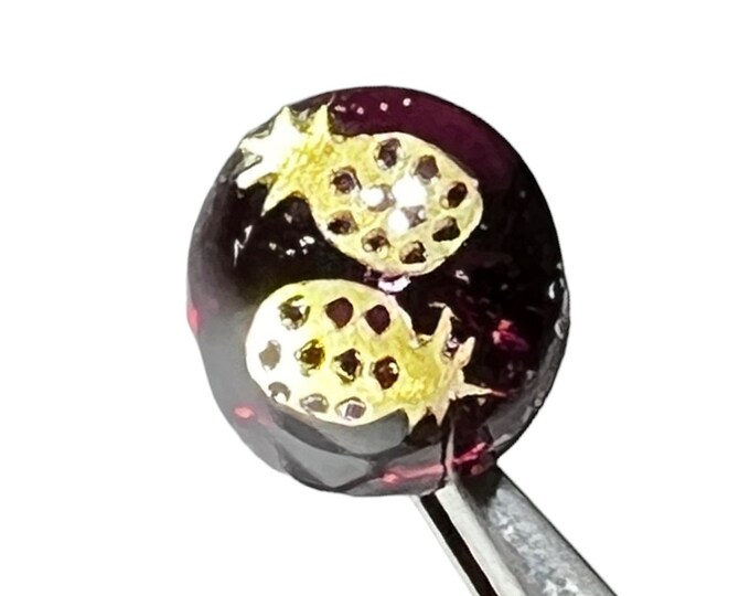 Button - Encased Metal Pinapples, Transparent Lavender Glass Base ...