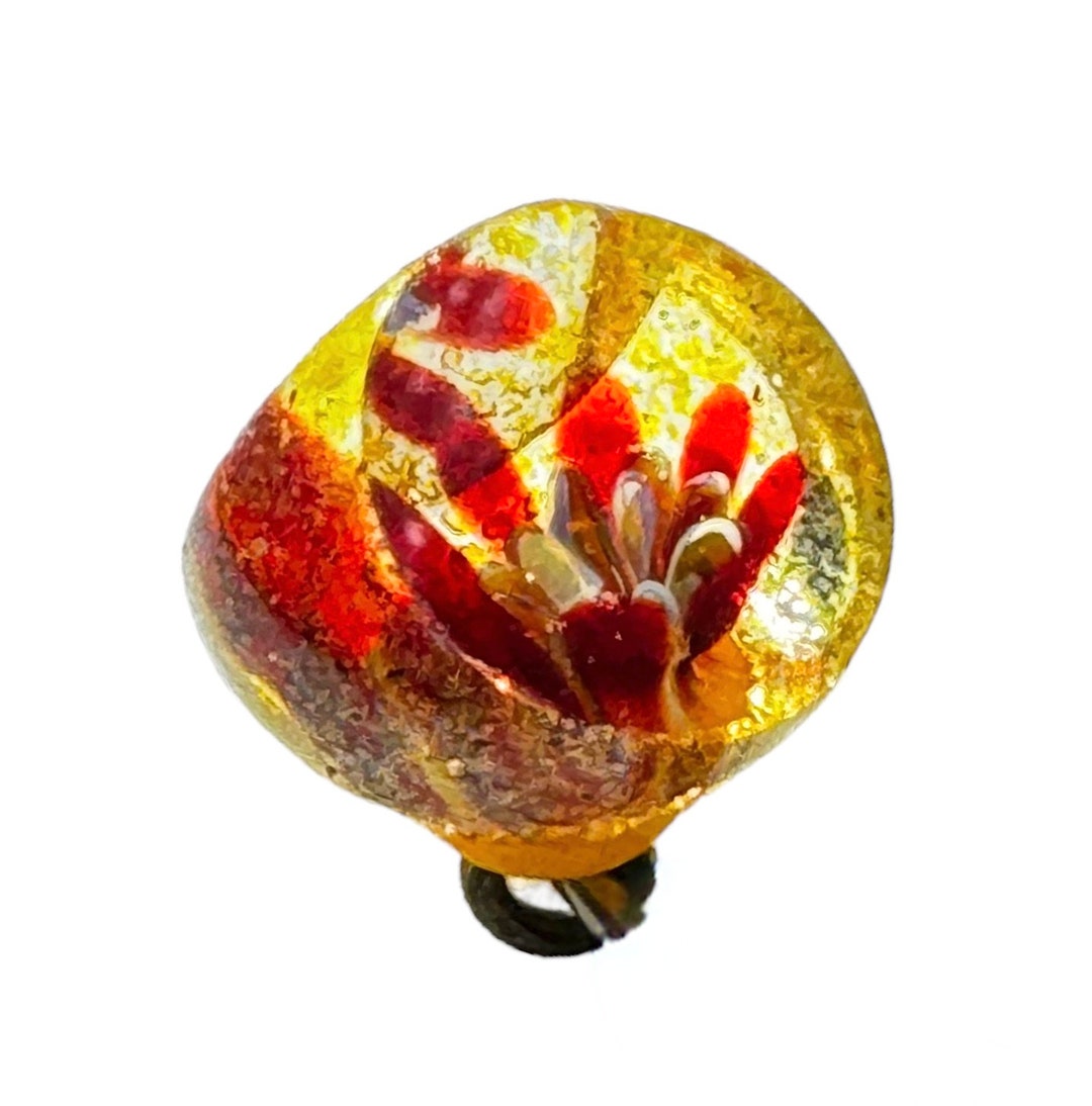 Button Glass Paperweight, Implosion, Enamel Sheath Overlay, Optic ...