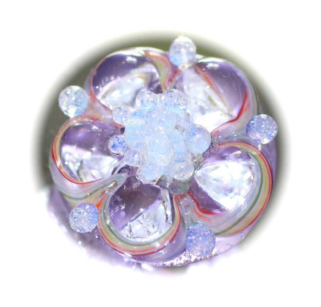 Button ~ Opalescent Pink Base Paperweight, 5 Shaped C.z's Set-up ...
