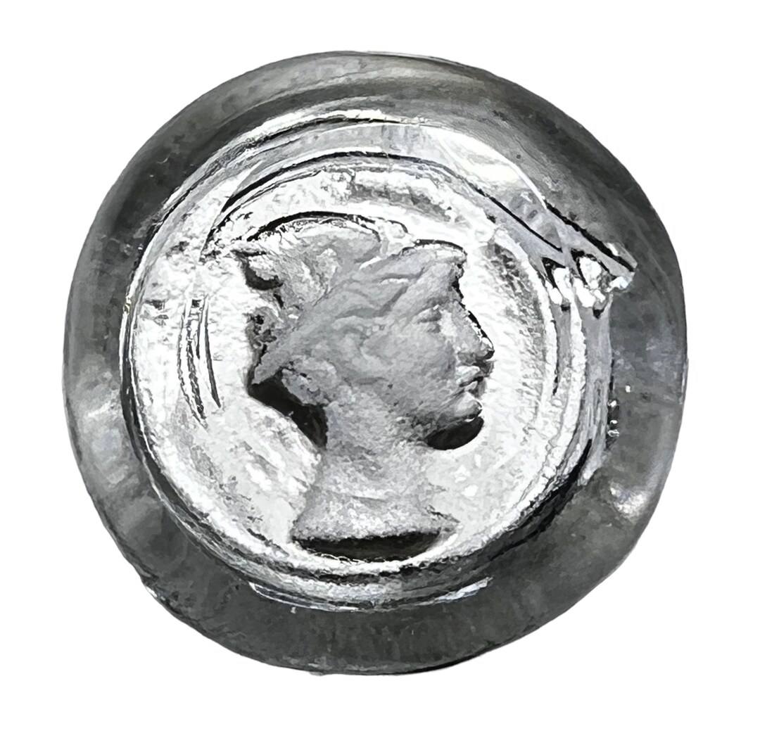 Button Vintage - Sulfide Paperweight, Man's Head, Shaved Top, Clear ...