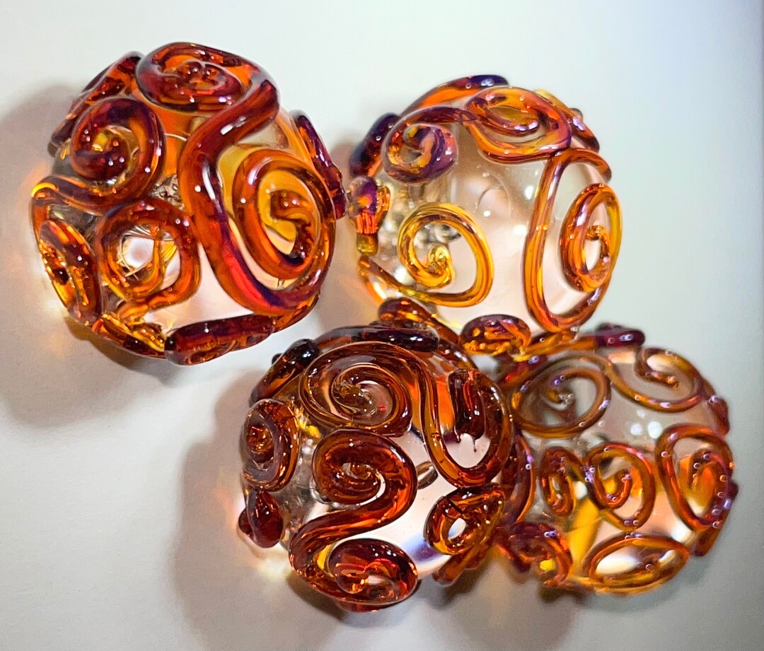 4 Glass (pyrex) Clear Glass Ball Buttons, Studio, Great for Crafters or ...