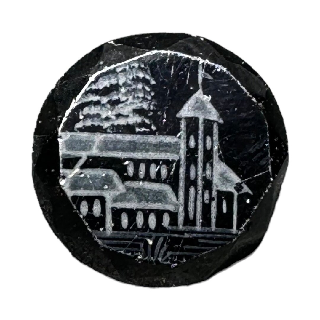 Antique Buttons Buildings, Acid Etched, Black Glass Button Small - Etsy