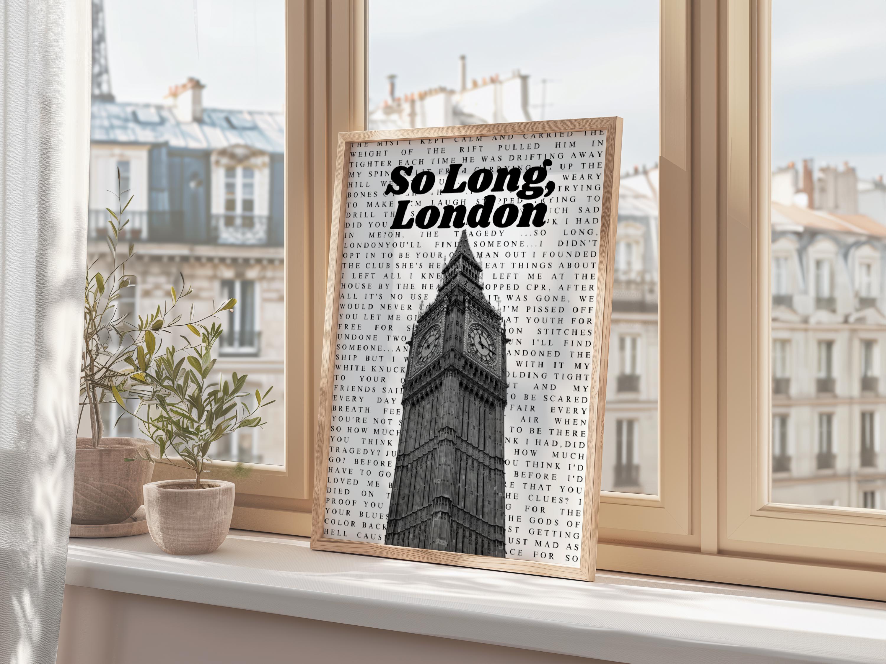 So Long London Taylor Swift Poster, London Print, Big Ben Poster ...