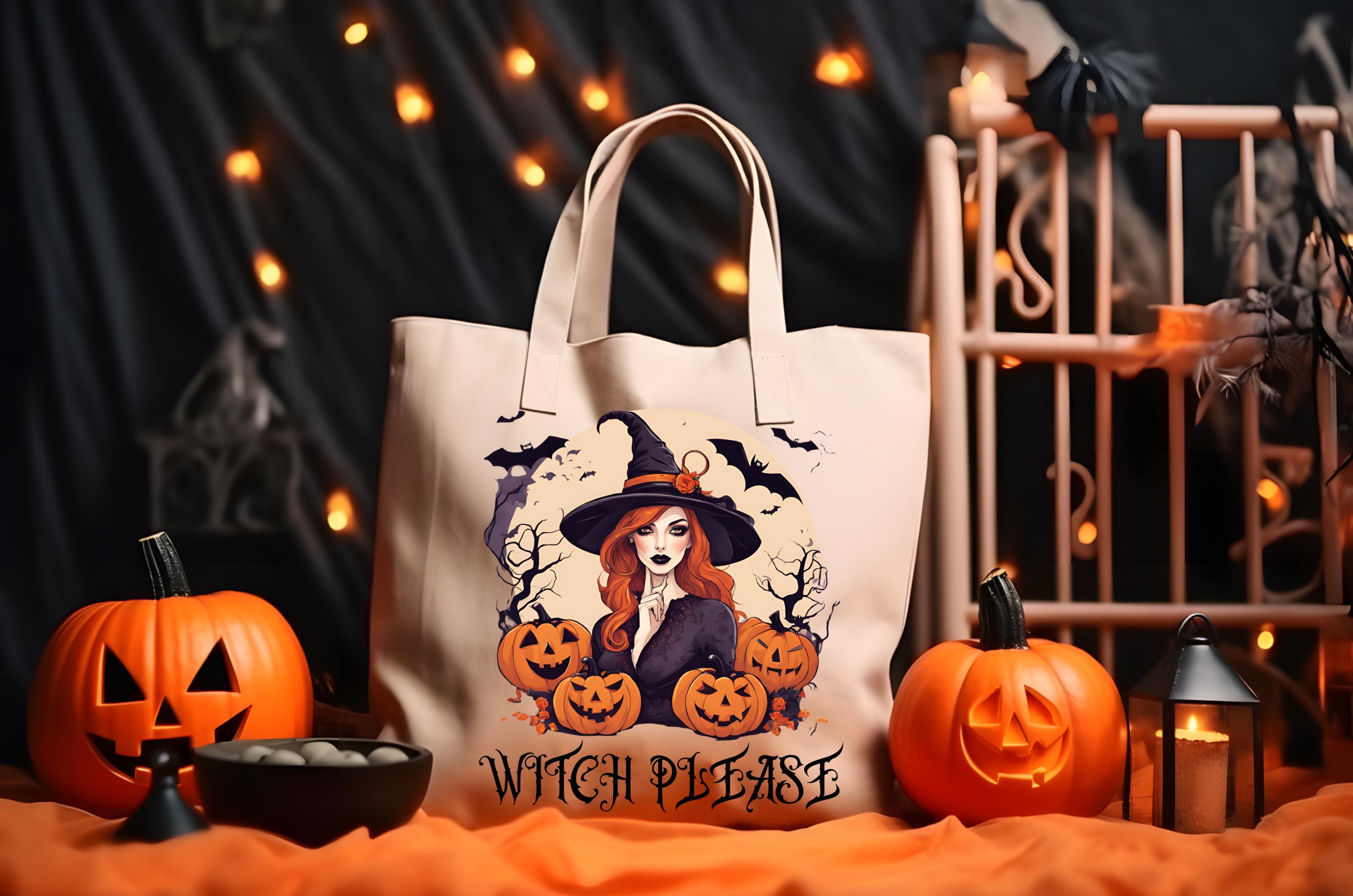 Witch Please, Fall Porch Decor , Pastel Goth Tote Bag, Pumpkin Tote Bag ...