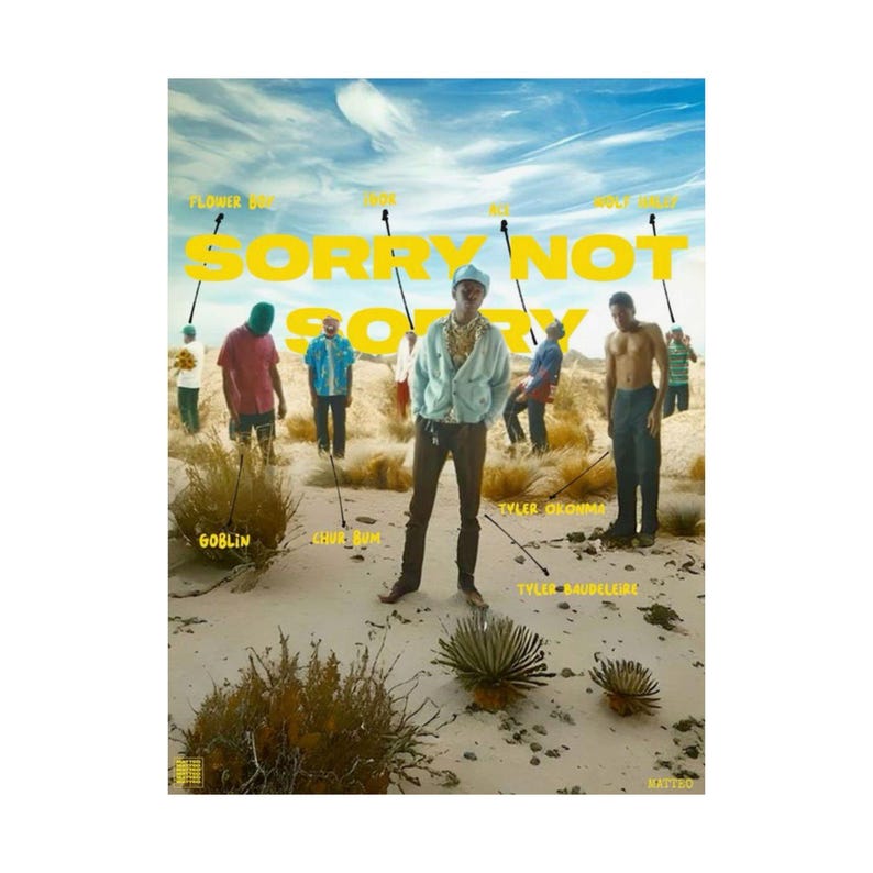 Tyler, the Creator SORRY NOT SORRY Matte Vertical Posters - Etsy