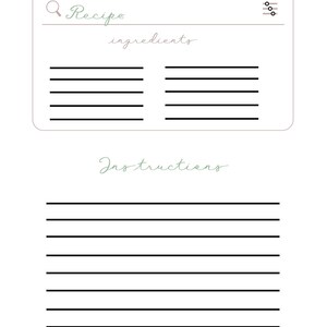 Printable Recipe Template - Digital Download - Etsy