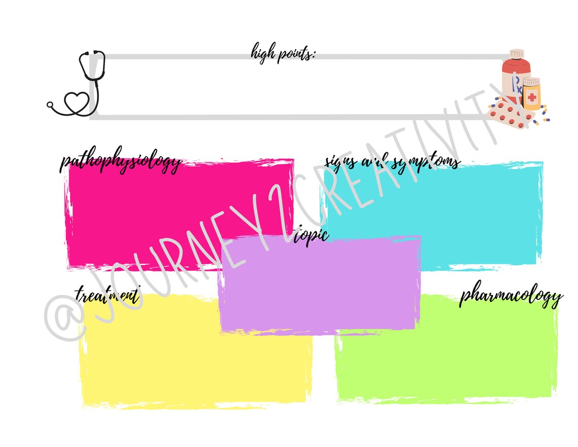 Printable Nursing School Note Template - Digital Download - Etsy