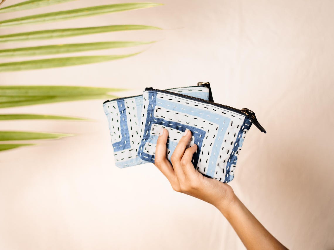 Indigo Mini Wallet With Sashiko Stitching - Handmade by Bali Artisans ...