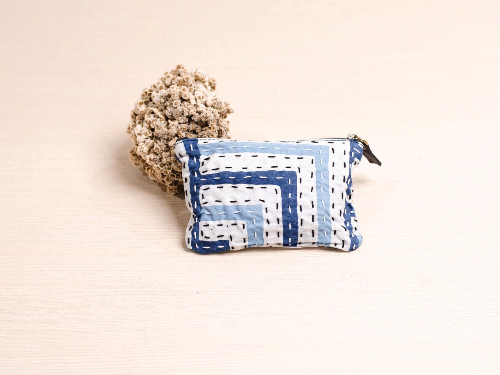 Indigo Mini Wallet With Sashiko Stitching - Handmade by Bali Artisans ...