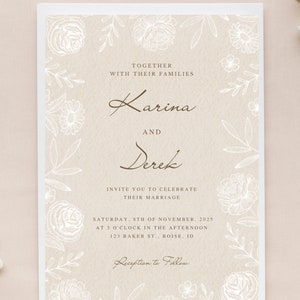 Floral Parchment Wedding Invite Suite - Etsy