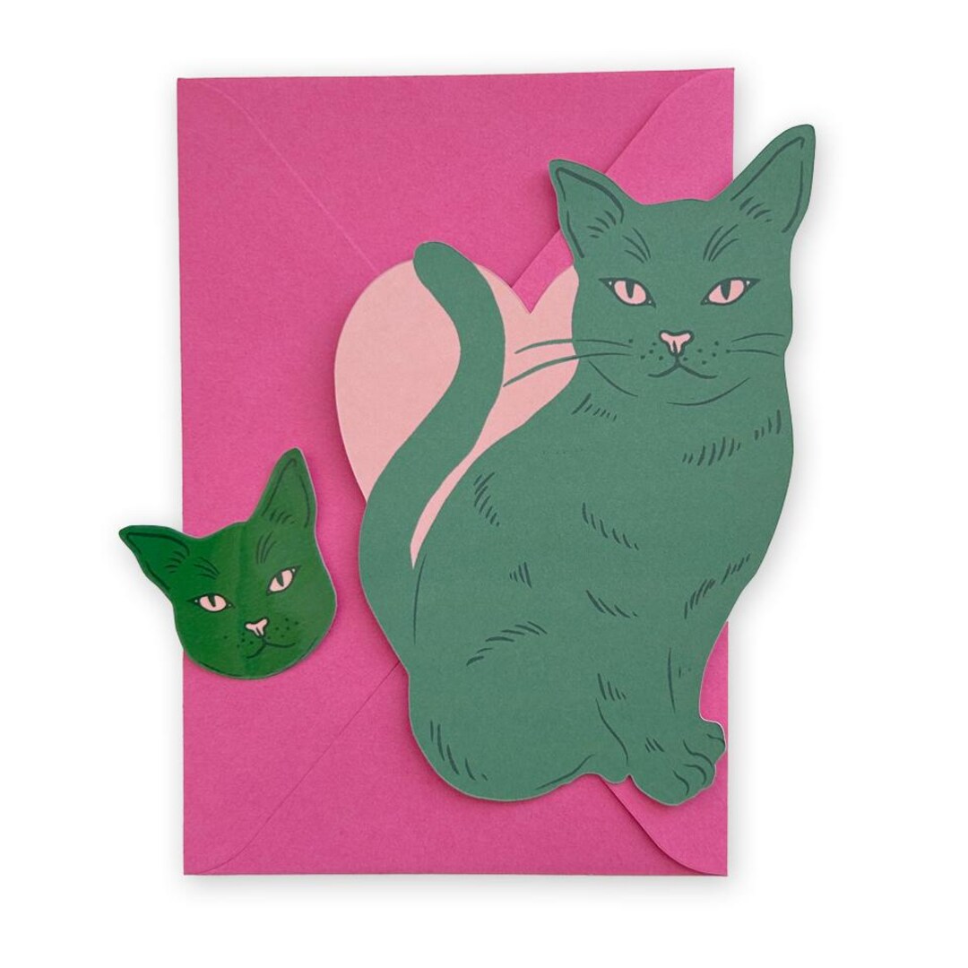 Green Meow Card - Etsy