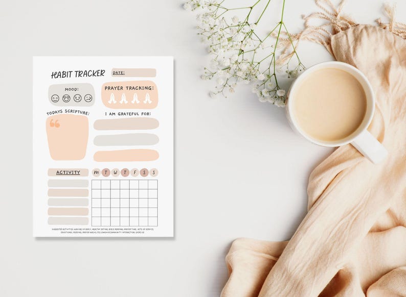 Simple Aesthetic Habit Tracker | Printable | Gratitude Prayer | Digital ...
