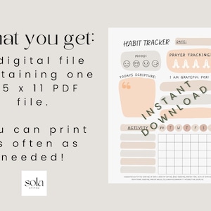 Simple Aesthetic Habit Tracker | Printable | Gratitude Prayer | Digital ...