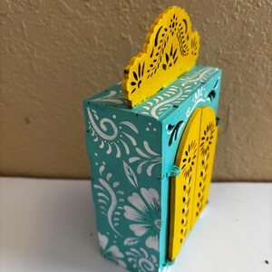 Hand-painted Mexican Mini Altar wooden Shrine Colorful Floral Home ...