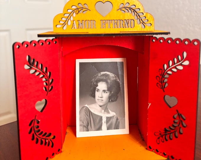 Amor Eterno Yellow-orange Mexican Nicho Photo Frame — Handmade Folk Art ...