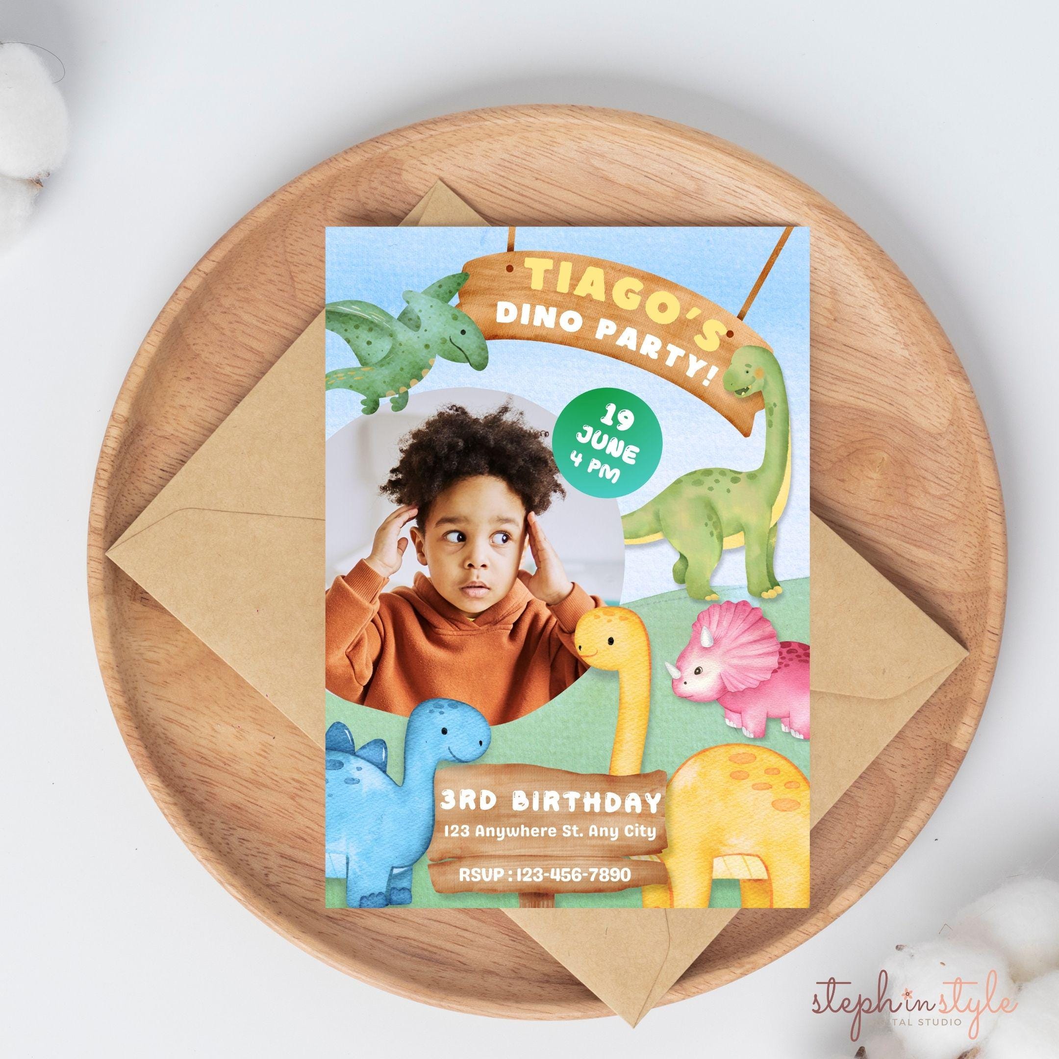 Editable Dinosaur Party Invitation Card | Dinosaur Theme | World ...