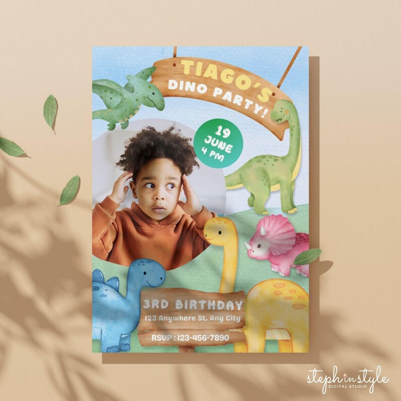 Editable Dinosaur Party Invitation Card | Dinosaur Theme | World ...