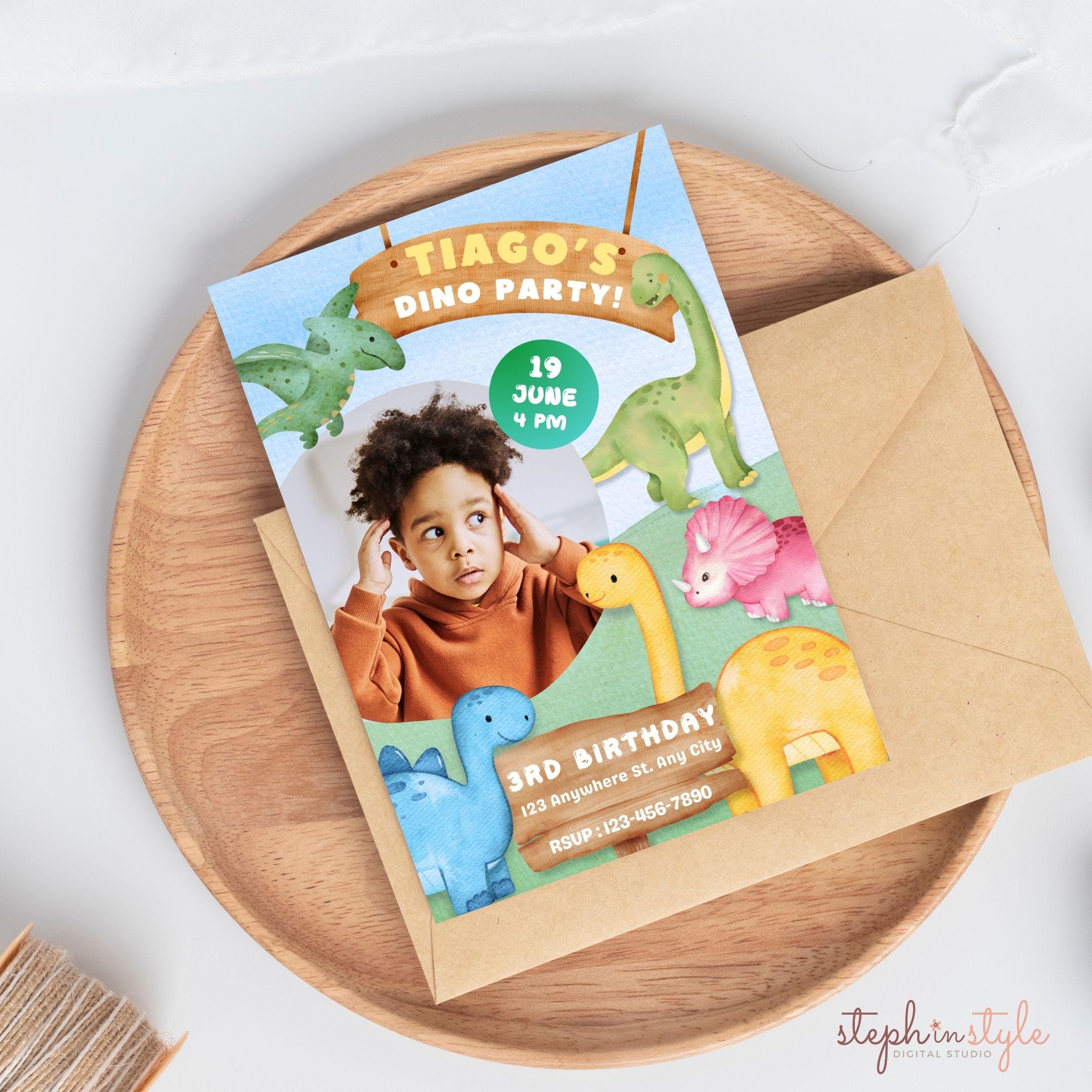Editable Dinosaur Party Invitation Card | Dinosaur Theme | World ...