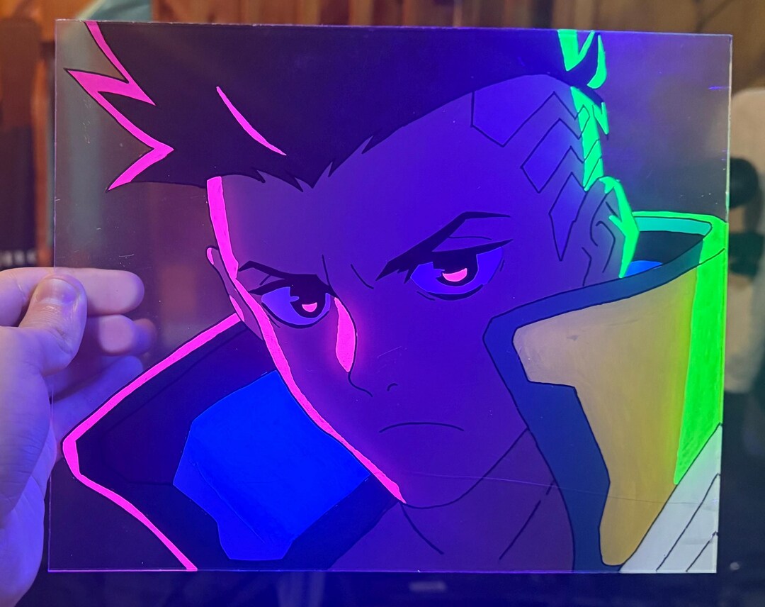 David Martínez From Cyberpunk 2077. Blacklight Neon Glass Painting - Etsy