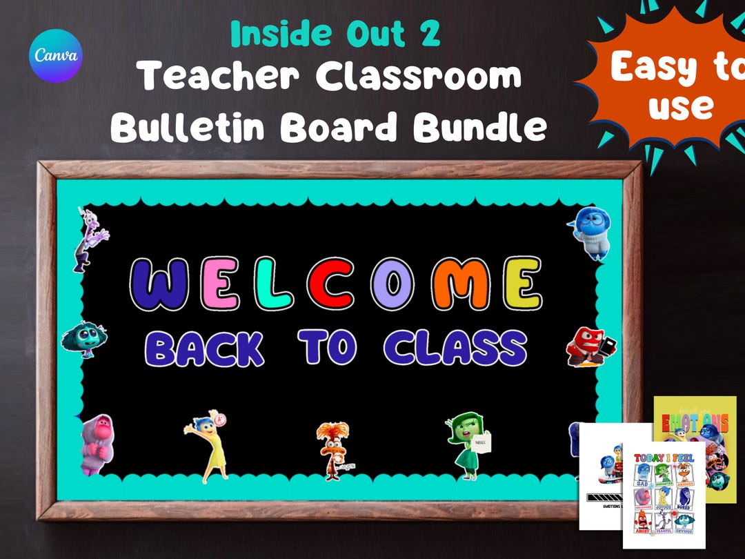 Inside Out 2 School Teacher Bulletin Board Kit Editable With Canva ...