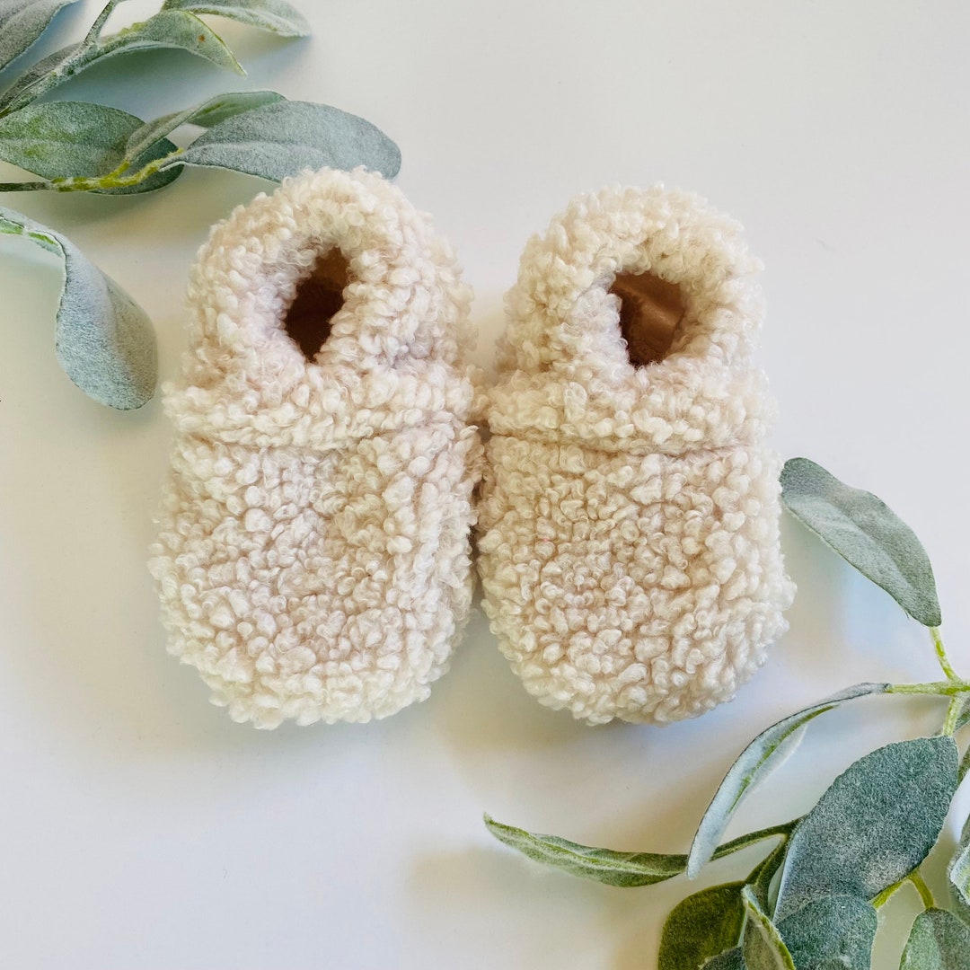 Sherpa Baby Booties, Winter Crib Booties, Baby Shower Gift, Warm ...