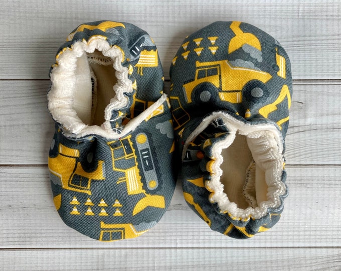 Tractor Baby Booties Construction Moccasins Dump Truck - Etsy