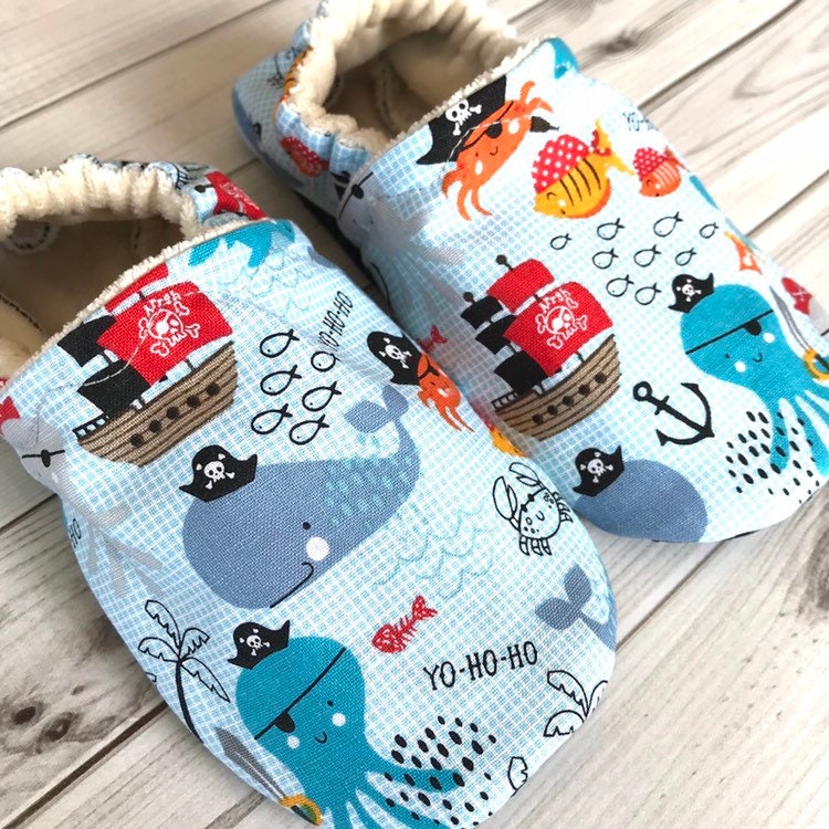 Pirate toddler slippers indoor toddler shoes Montessori | Etsy
