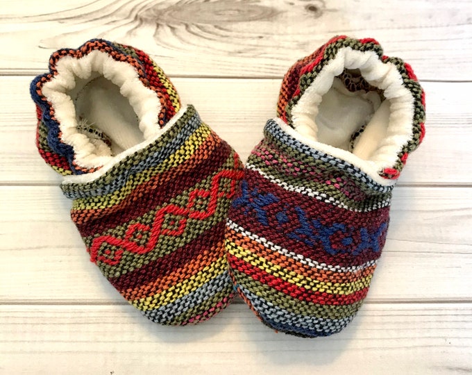 Boho Baby Shoes Ethnic Tribal Aztec Hippie Crib Booties, Natural Bamboo ...