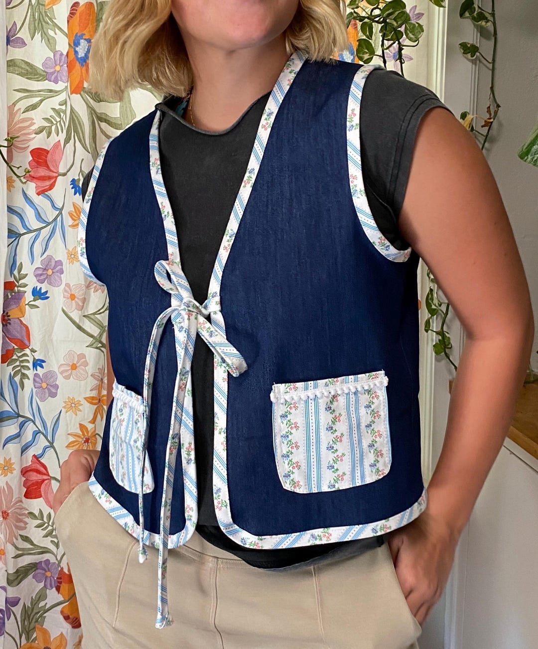 Upcycled Denim Vest – Handmade Hippie Cottagecore Vest With Vintage ...
