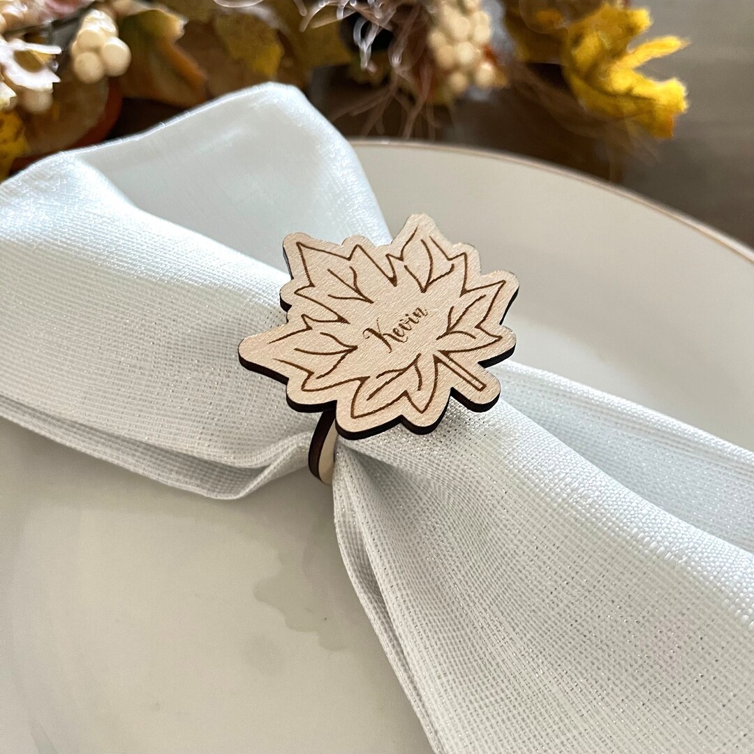 Custom Fall Leaf Napkin Rings Set of 4, Custom Thanksgiving Table Decor ...