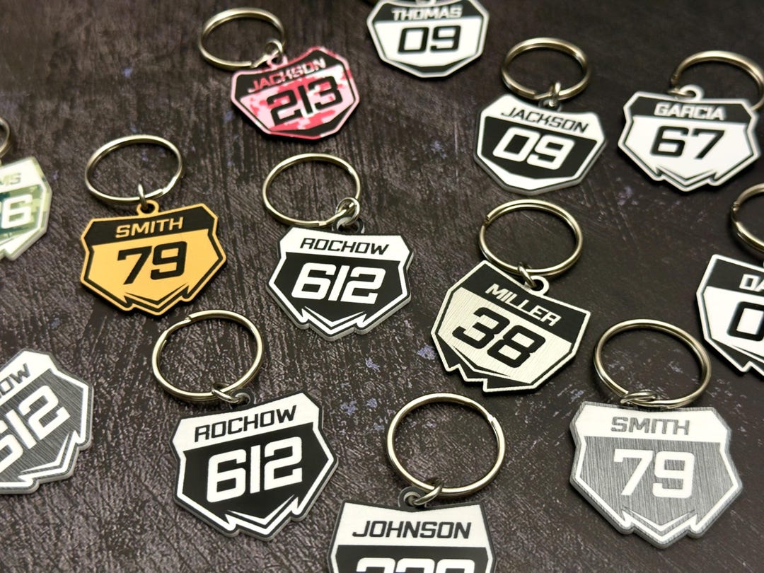 Motocross Race Number Plate Keychain: Custom Personalised Name, Keyring ...